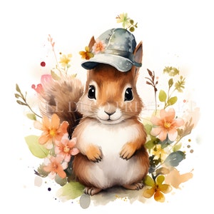 Tiny Spring Flower Squirrel Clipart Bundle - 10 High Quality JPG ...
