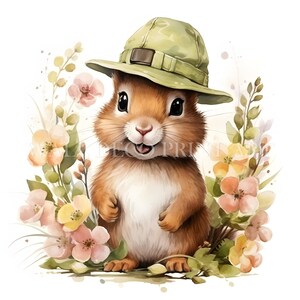Tiny Spring Flower Squirrel Clipart Bundle - 10 High Quality JPG ...