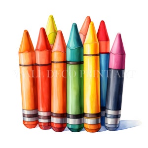 Colorful Crayons Clipart - 9 High Quality Jpgs - Digital Downloads ...