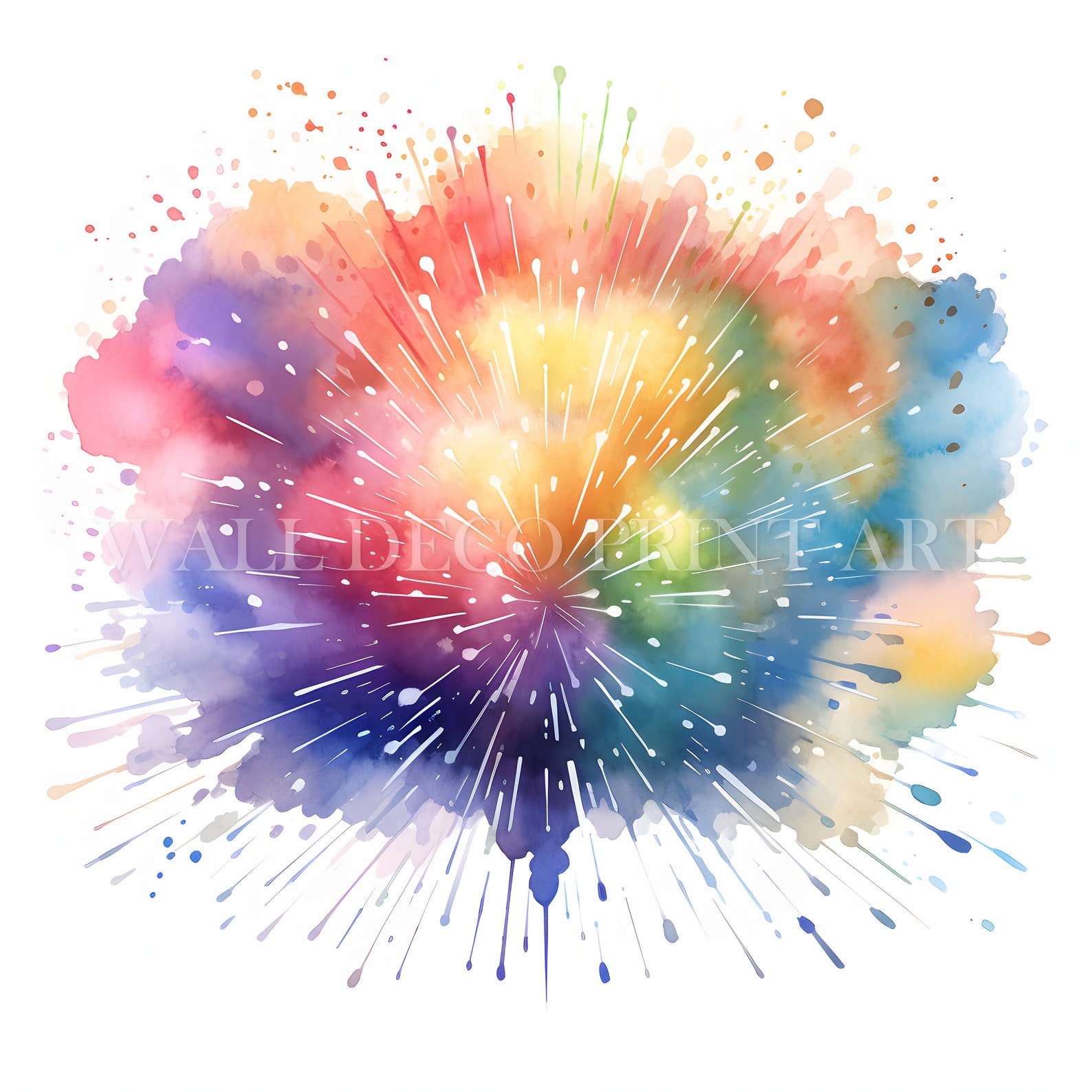 Colorful Firework Clipart Bundle - 10 High Quality Jpgs - Digital ...