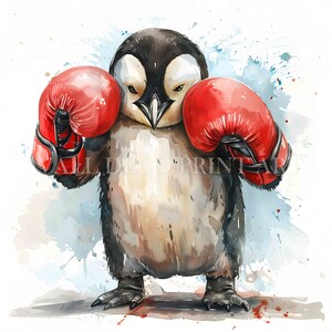 Cute Boxing Penguin Clipart Bundle - 10 High Quality Jpgs - Digital ...