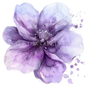Purple & Silver Abstract Flowers Clipart Bundle - 10 High Quality JPG ...