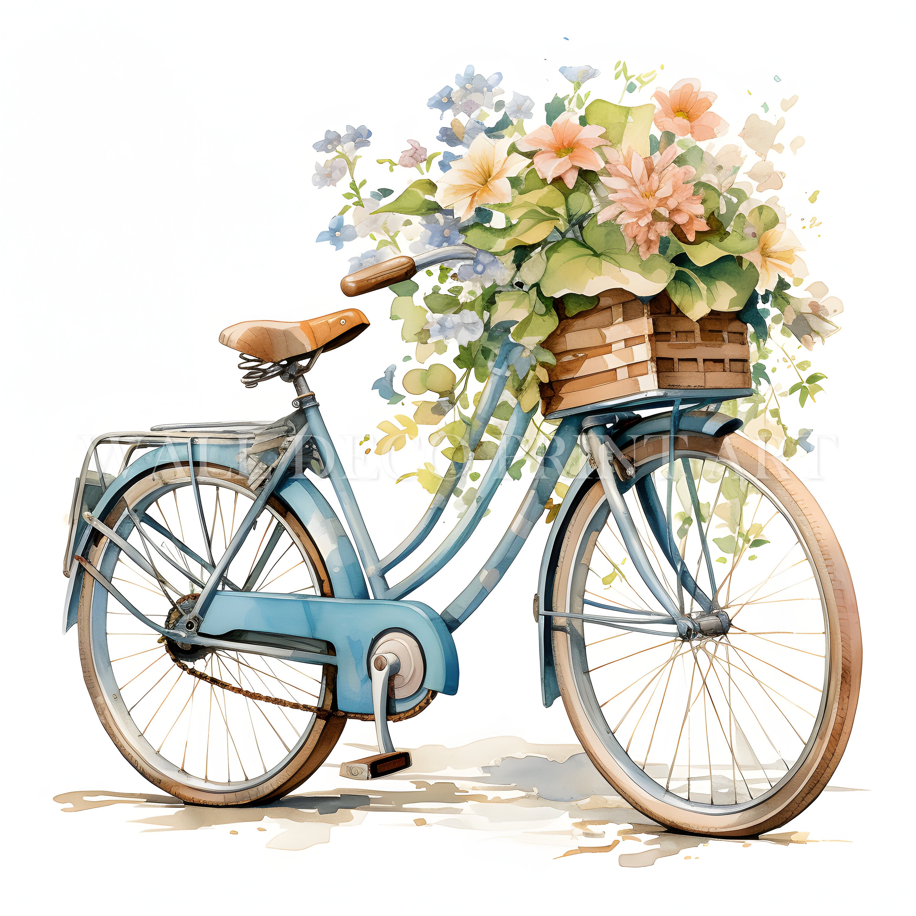 Watercolor Floral Bicycle Clipart Bundle - 10 High Quality JPG ...