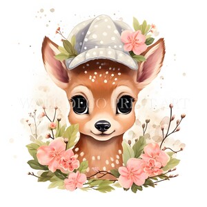 Sweet Spring Flower Deer Clipart Bundle - 10 High Quality JPG - Digital ...
