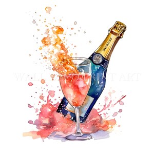Colorful Party Champagne Clipart - 10 High Quality Jpgs - Digital ...