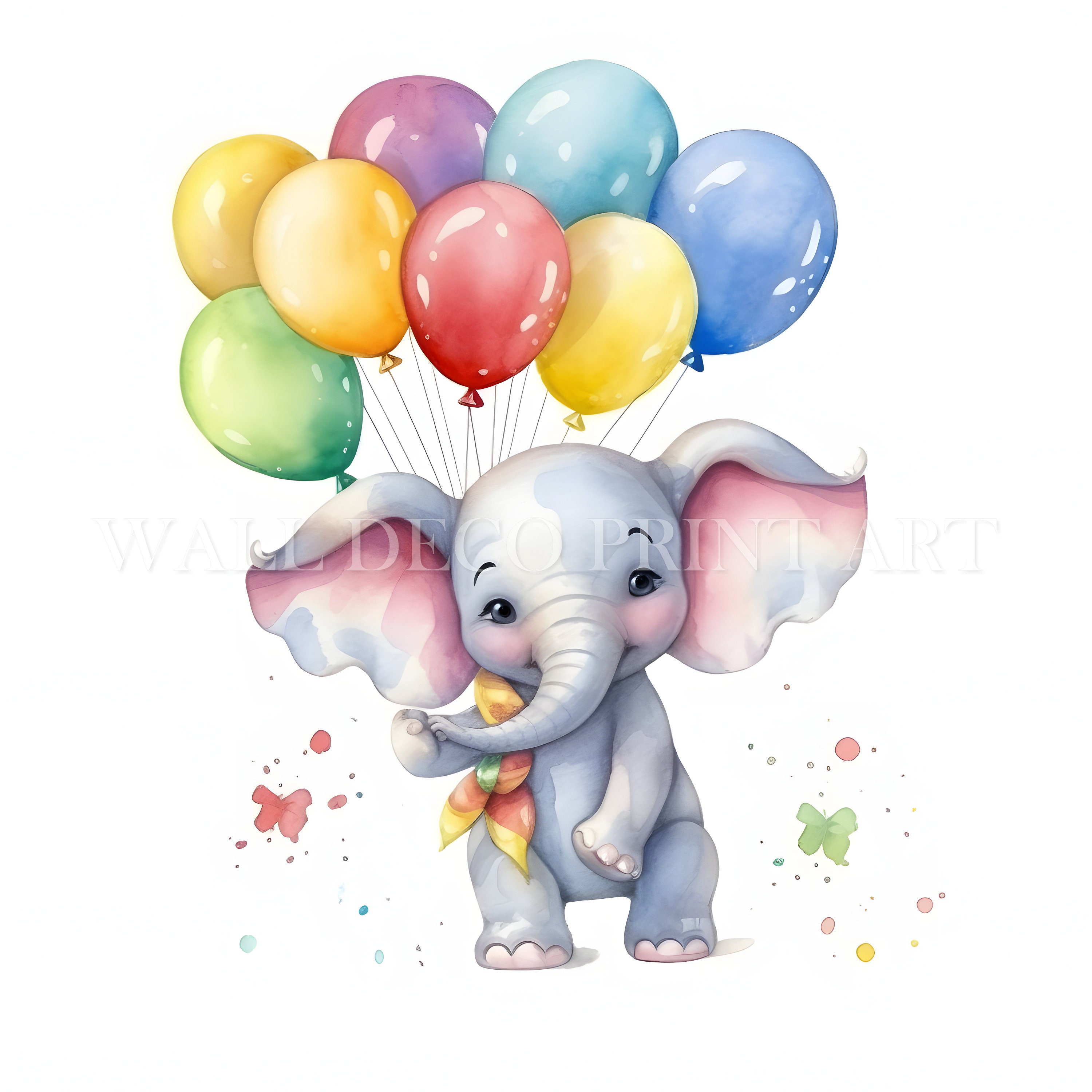Elephant Holding Balloons