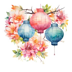 Colorful Paper Lanterns Clipart - 10 High Quality Jpgs - Digital ...