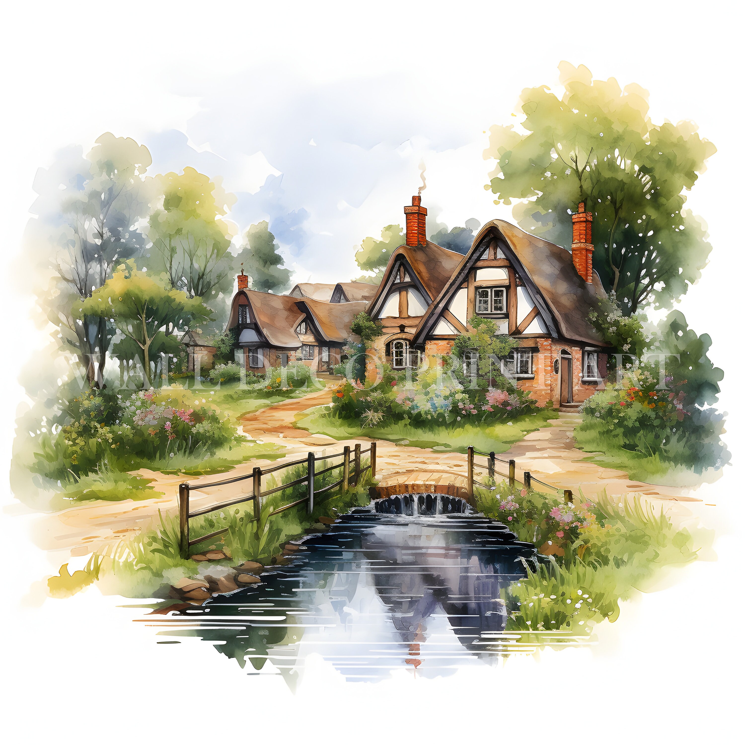 Watercolor English Village Clipart Bundle - 10 High Quality Jpgs ...
