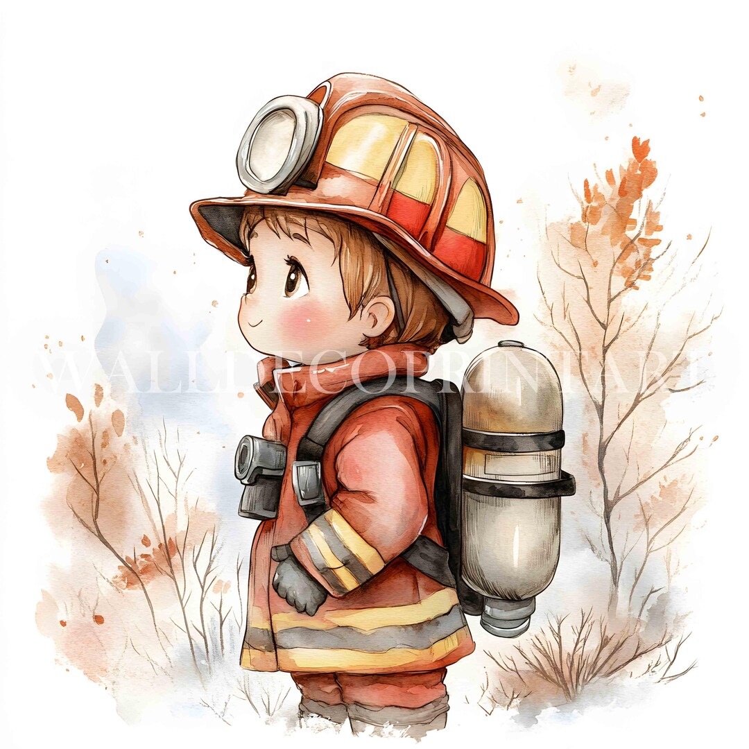 8 Little Firefighter Clipart - High Quality Jpgs - Digital Download ...