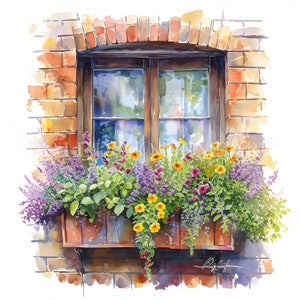 Flowery Window Box Clipart Bundle - 12 High Quality Jpgs - Digital Downloads - Commercial Use ...