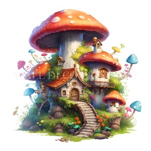 Watercolor Toadstood House Clipart Bundle - 10 High Quality Jpgs ...