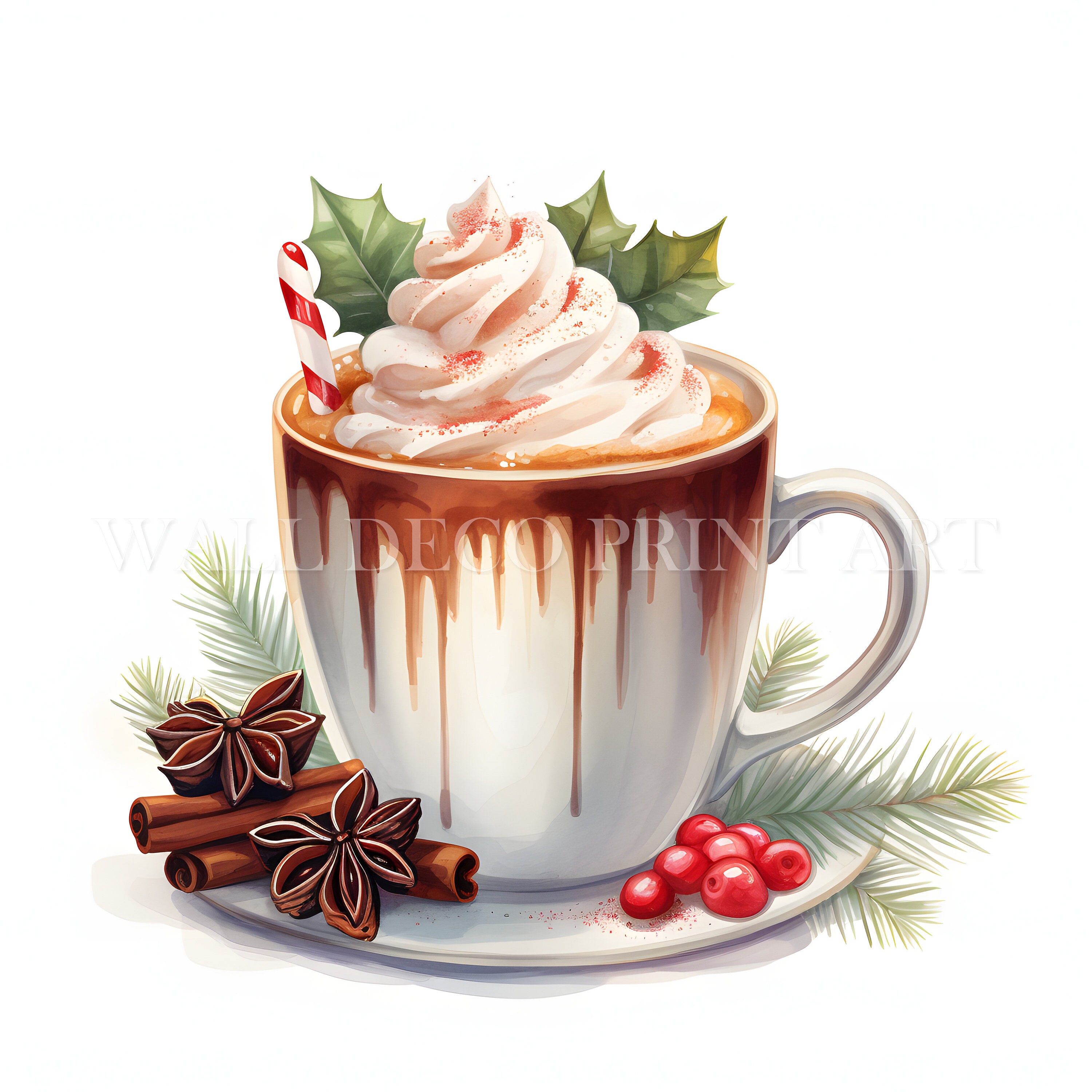 Hot Chocolate in Mug Clipart Bundle - 9 High Quality JPG - Digital ...