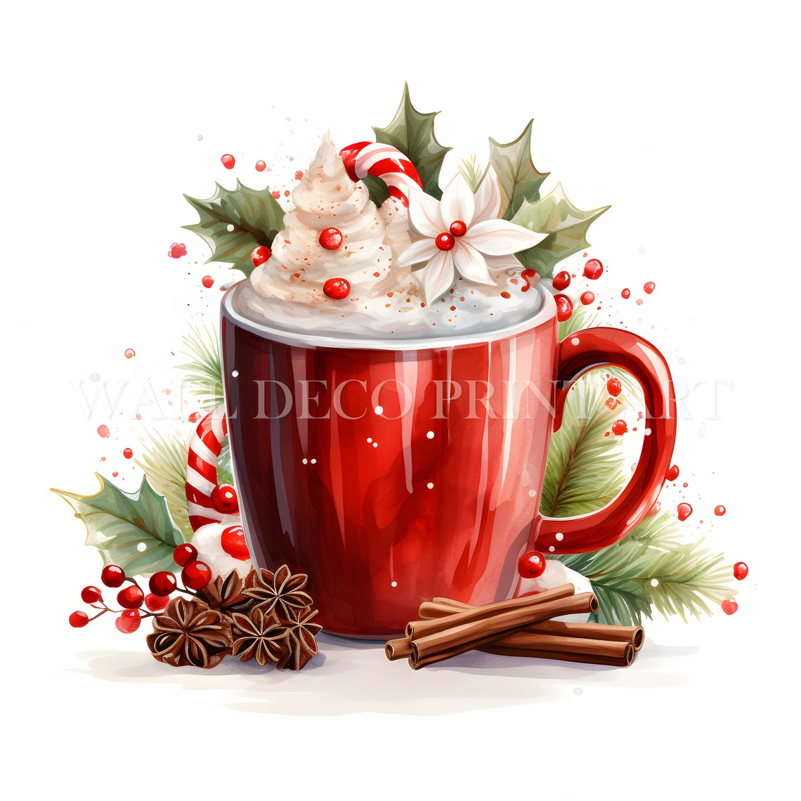 Hot Chocolate in Mug Clipart Bundle - 9 High Quality JPG - Digital ...