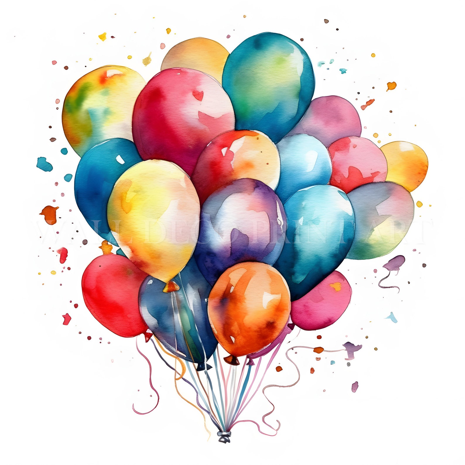 Colorful Party Balloons Clipart - 10 High Quality Jpgs - Digital ...
