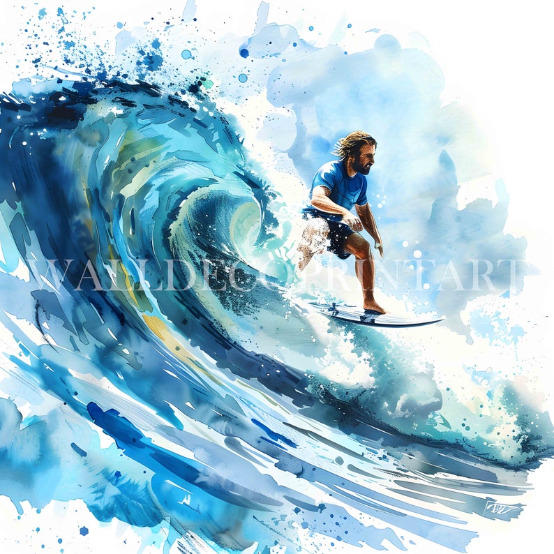 10 Surfing Surfer Clipart Bundle - High Quality Jpgs - Digital ...