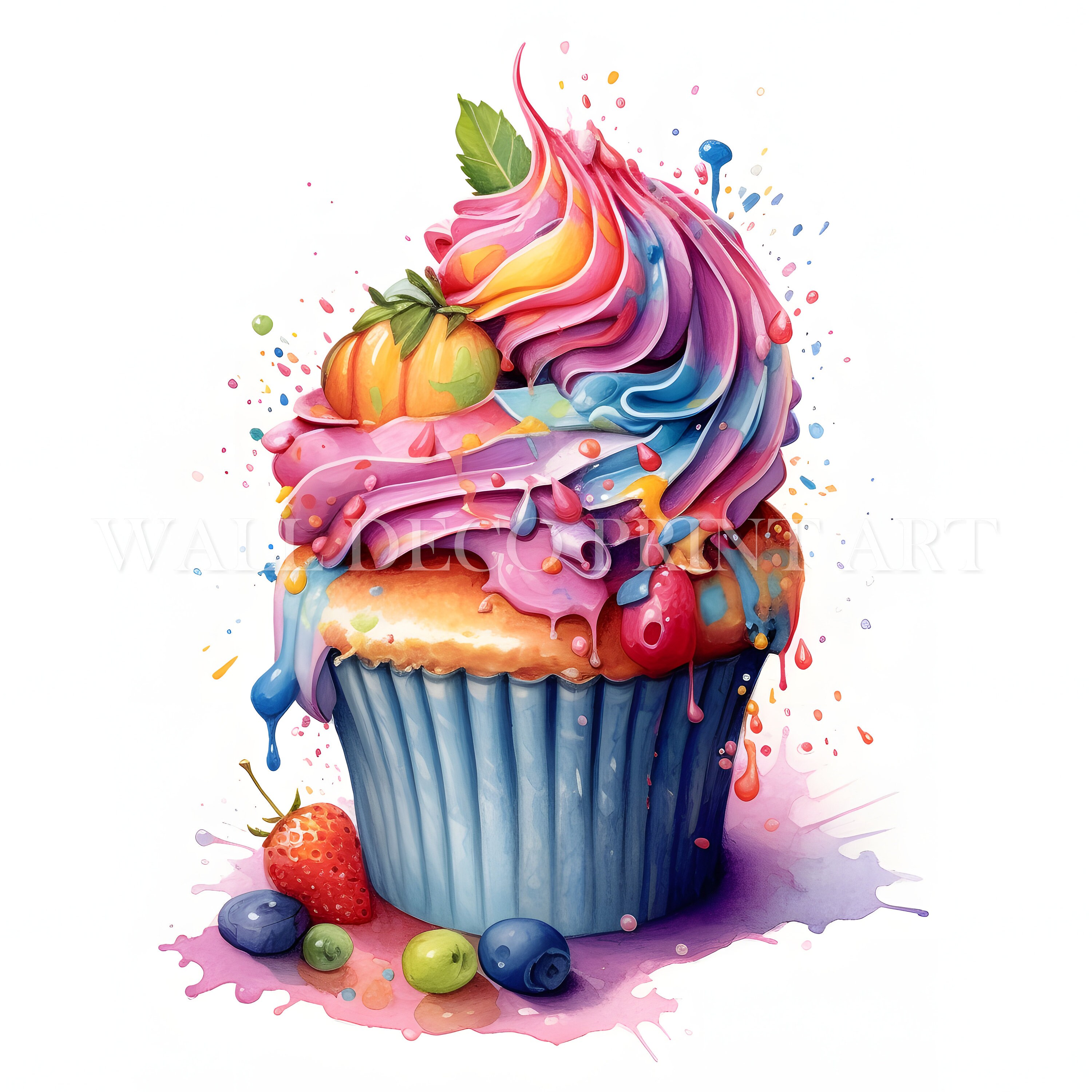 Watercolor Cupcakes Clipart Bundle 10 High Quality Jpgs - Etsy