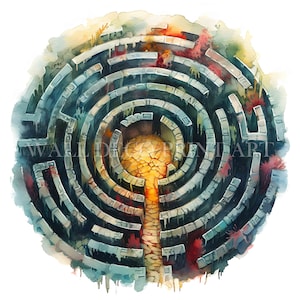 Watercolor Labyrinth Clipart Bundle - 10 High Quality Jpgs - Digital ...