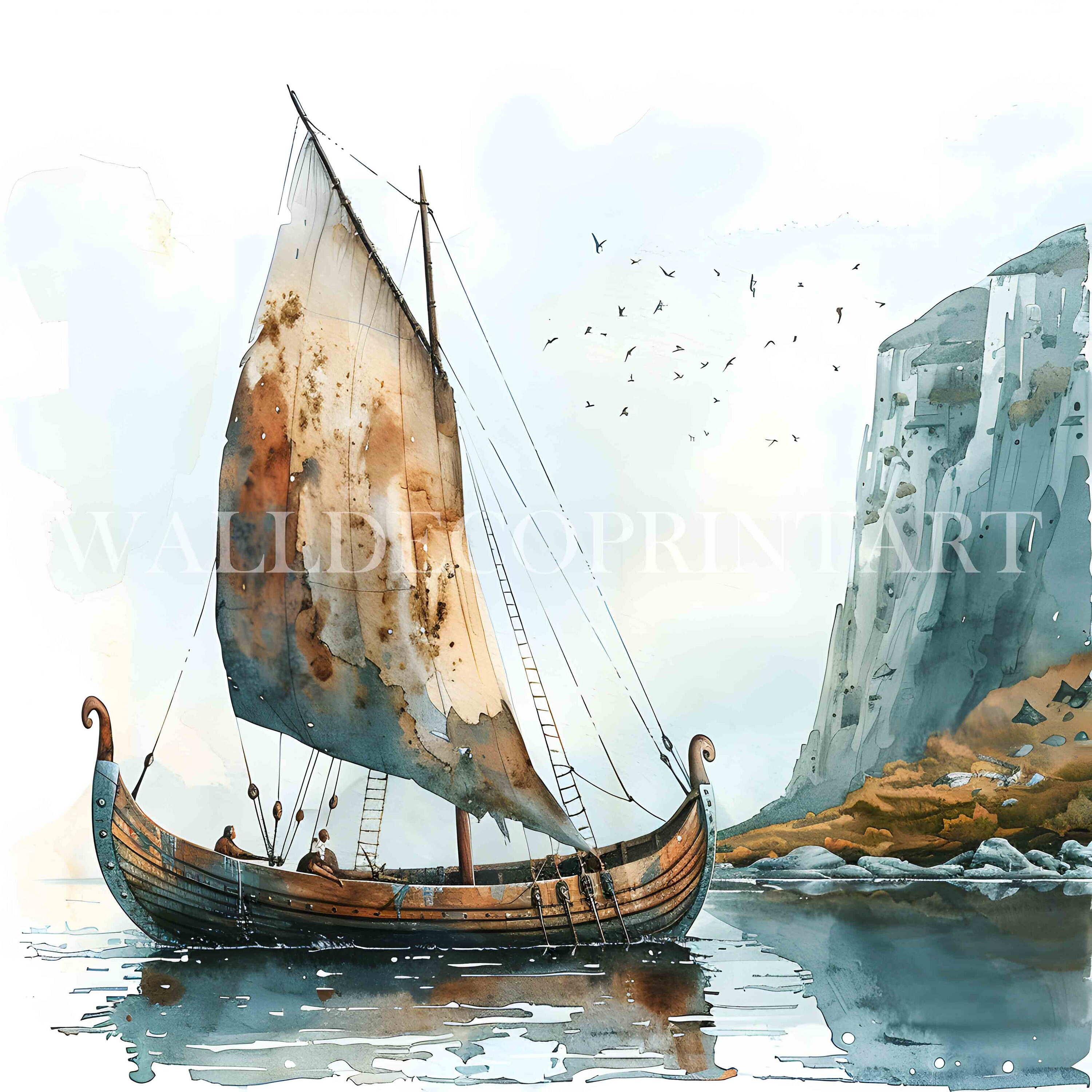 10 Viking Boats Clipart Bundle - High Quality JPG - Digital Download ...
