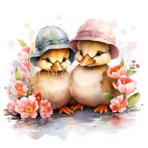 Little Spring Flower Duck Clipart Bundle - 10 High Quality JPG ...