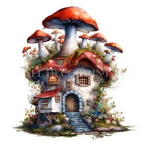 Watercolor Toadstood House Clipart Bundle - 10 High Quality Jpgs ...