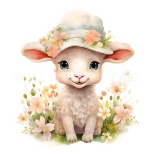 Lovely Spring Flower Lamb Clipart Bundle - 10 High Quality JPG ...