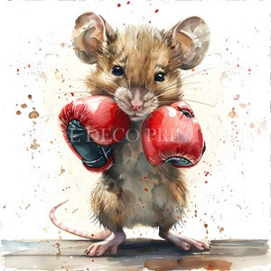 Cute Boxing Mouse Clipart Bundle - 10 High Quality Jpgs - Digital ...