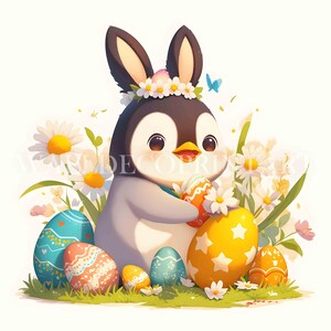 10 Cute Easter Penguin Clipart Bundle - High Quality JPG - Digital ...