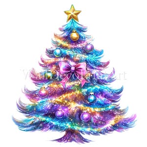 13 Colorful Christmas Tree Clipart Bundle - High Quality Jpgs - Digital ...