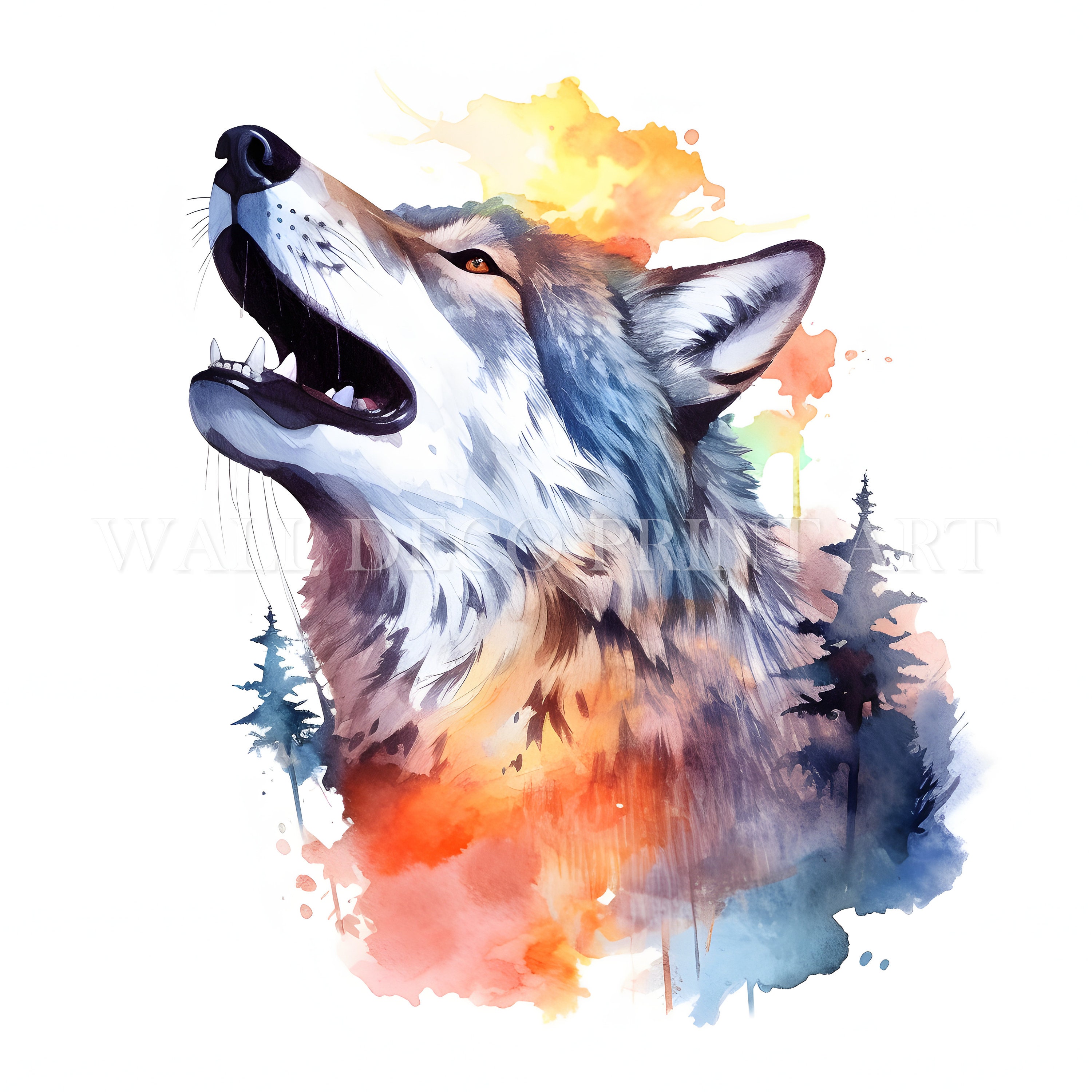 Howling Wolf Clipart Bundle 13 High Quality Jpgs Digital - Etsy