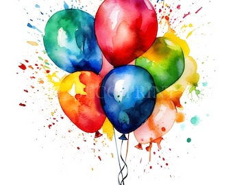 Pastel Party Balloons Clipart Pink, 10 High Quality Pngs, Digital ...