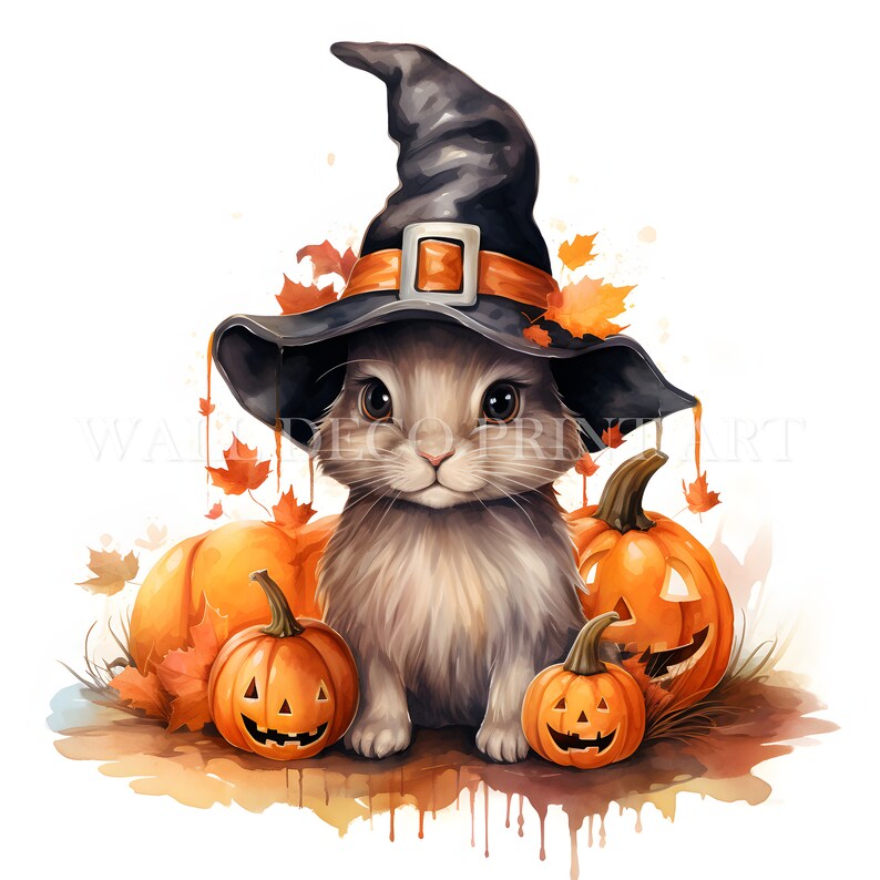 Cute Halloween Rabbit Clipart Bundle - 10 High Quality Jpgs, Digital ...