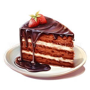 Slice of Chocolate Cakes Clipart - 10 High Quality Jpgs - Digital Downloads - Commercial Use ...