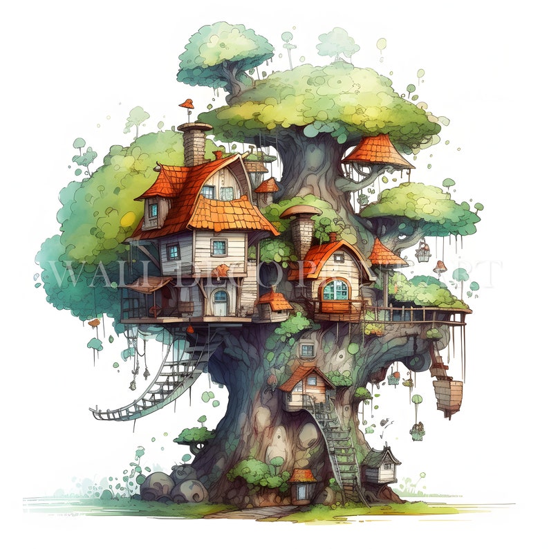 Watercolor Magic Treehouse Clipart Bundle 10 High Quality - Etsy