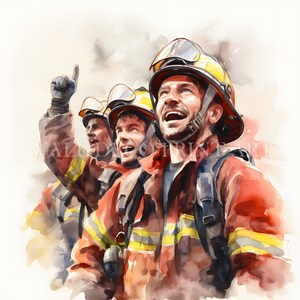 Happy Firefighters Clipart Bundle - 11 High Quality Jpgs - Digital ...