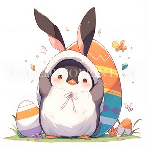 10 Cute Easter Penguin Clipart Bundle - High Quality JPG - Digital ...