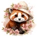 Cute Spring Flower Red Panda Clipart Bundle 10 High Quality JPG Digital ...