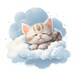 Cat Sleeping on a Cloud Clipart Bundle - 11 High Quality Jpgs - Digital ...