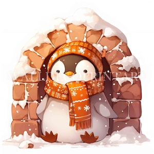 10 Cute Winter Penguin Clipart Bundle - High Quality Jpgs - Digital ...