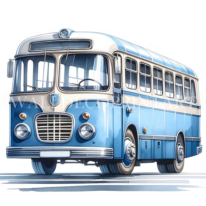 11 Retro Bus Clipart Bundle - High Quality Jpgs - Digital Downloads ...