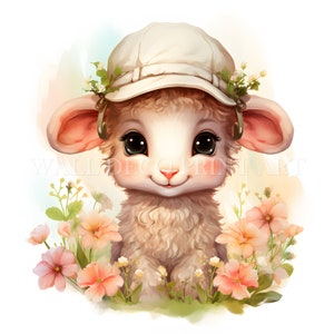 Lovely Spring Flower Lamb Clipart Bundle - 10 High Quality JPG ...