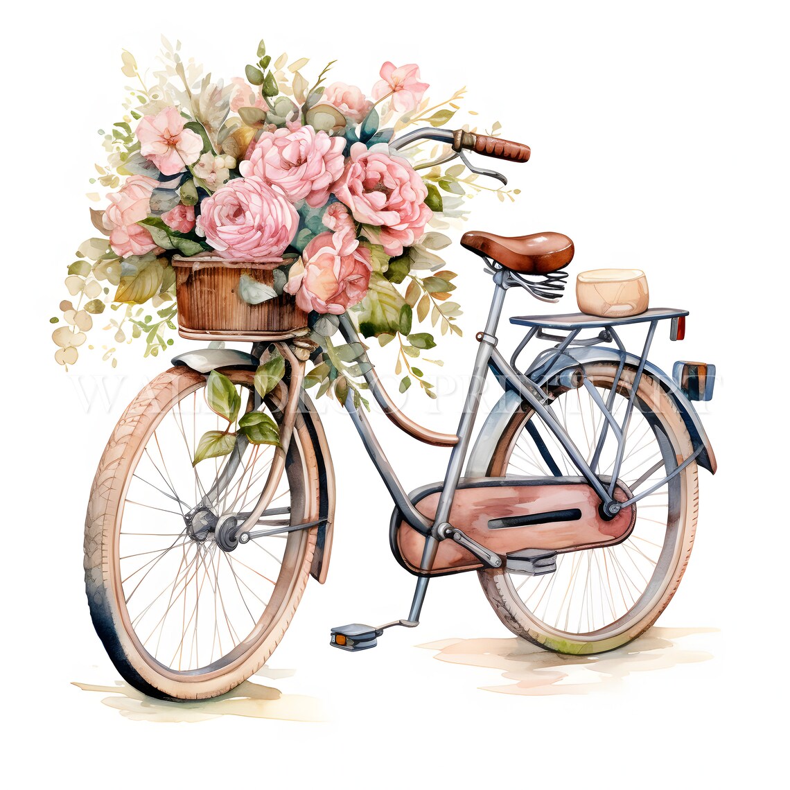 Watercolor Floral Bicycle Clipart Bundle - 10 High Quality JPG ...