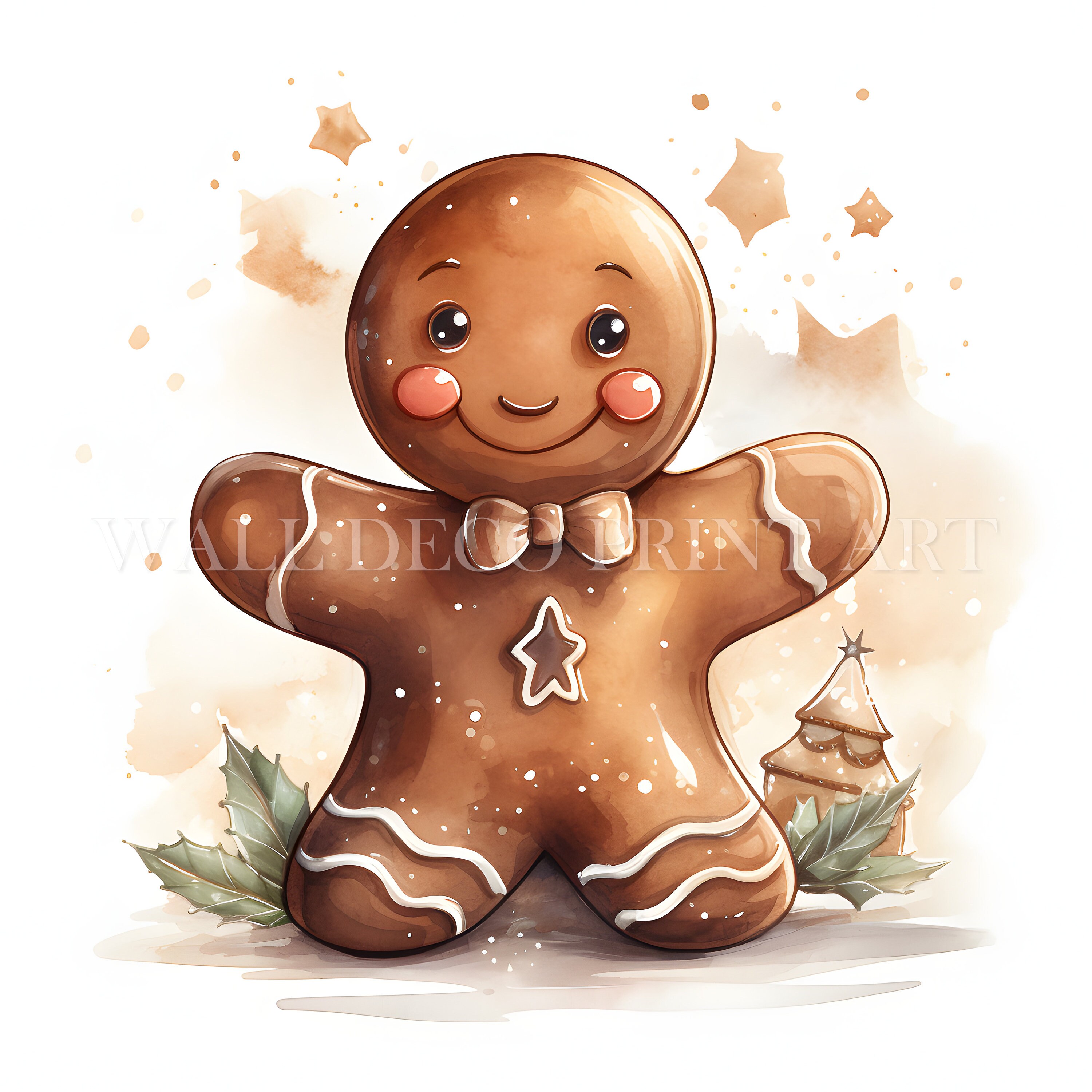 Cute Gingerbread Man Clipart Bundle - 12 High Quality JPGS - Digital ...