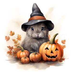 Cute Halloween Rabbit Clipart Bundle - 10 High Quality Jpgs, Digital ...