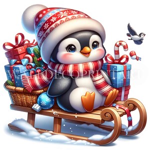 7 Christmas Winter Penguin Clipart Bundle - High Quality JPG - Digital ...