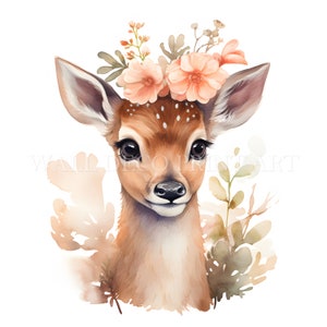 Sweet Spring Flower Deer Clipart Bundle - 10 High Quality JPG - Digital ...