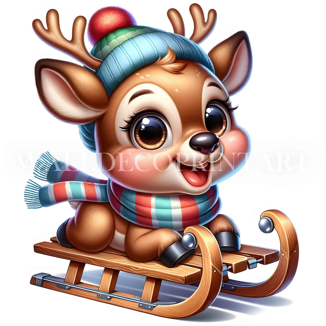 12 Christmas Winter Reindeer Clipart Bundle - High Quality JPG ...