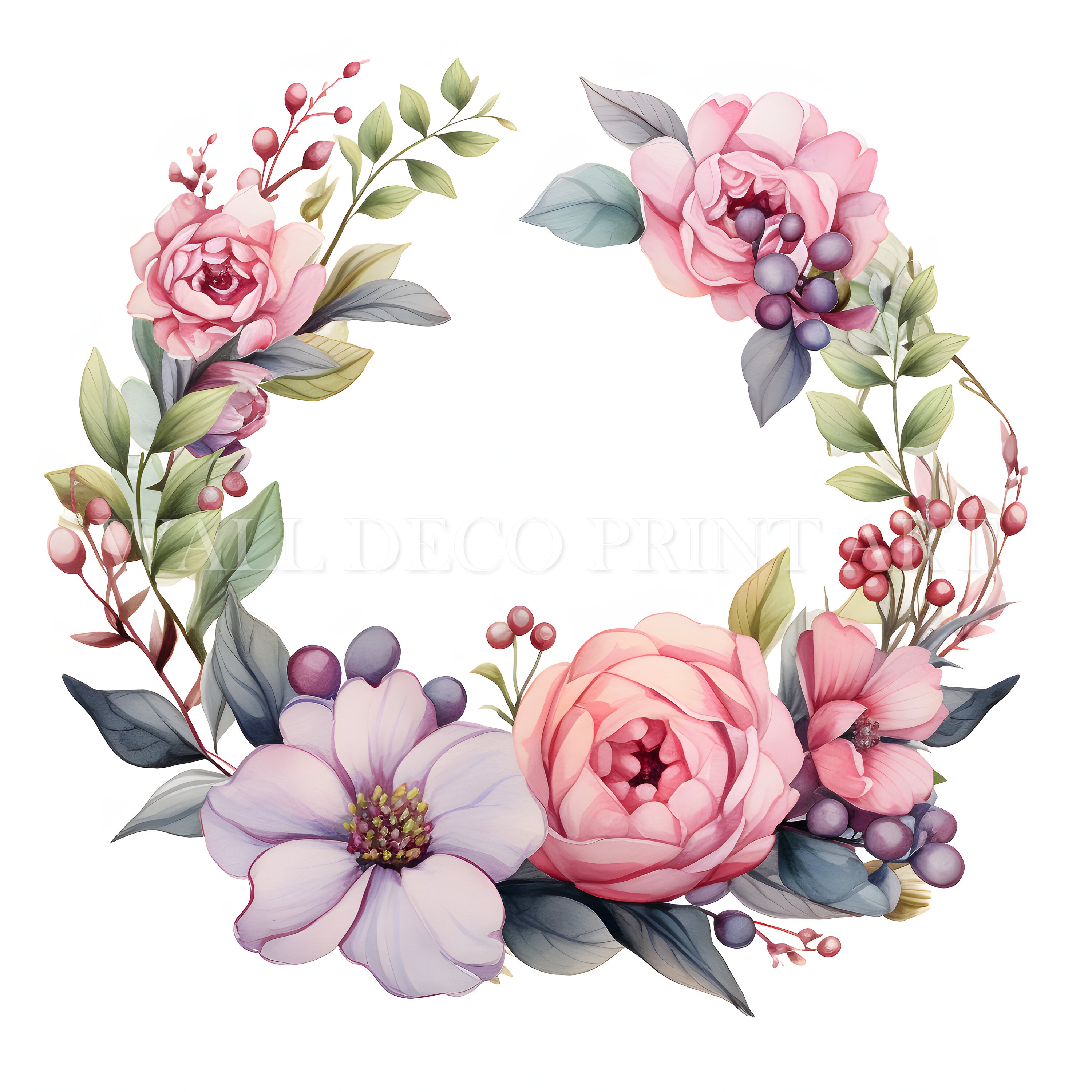 Sweet Peaflower Wreath Clipart 10 High Quality JPG Instant - Etsy