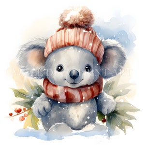 Cute Christmas Koala Clipart Bundle - 10 High Quality JPG - Digital ...