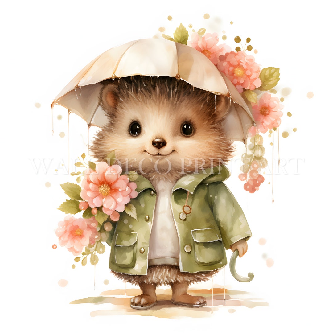 Cute Spring Flower Hedgehog Clipart Bundle - 10 High Quality JPG ...