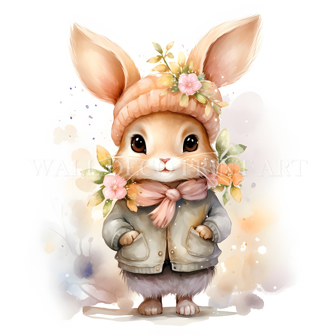 Cute Spring Flower Rabbit Clipart Bundle - 12 High Quality JPG ...